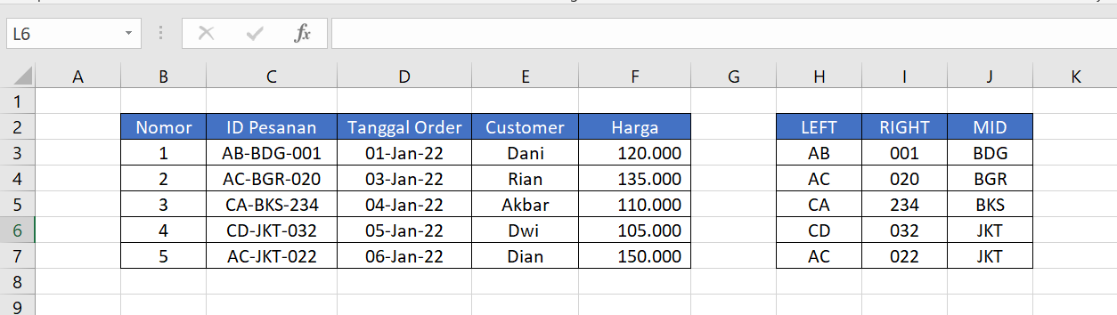 Cara Mudah Mengambil Beberapa Karakter di Ms. Excel – Goblogor.com